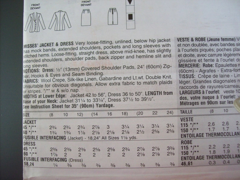 Vogue 9086, Ultra EZ Vogue, Misses Jacket, Misses Dress - Etsy