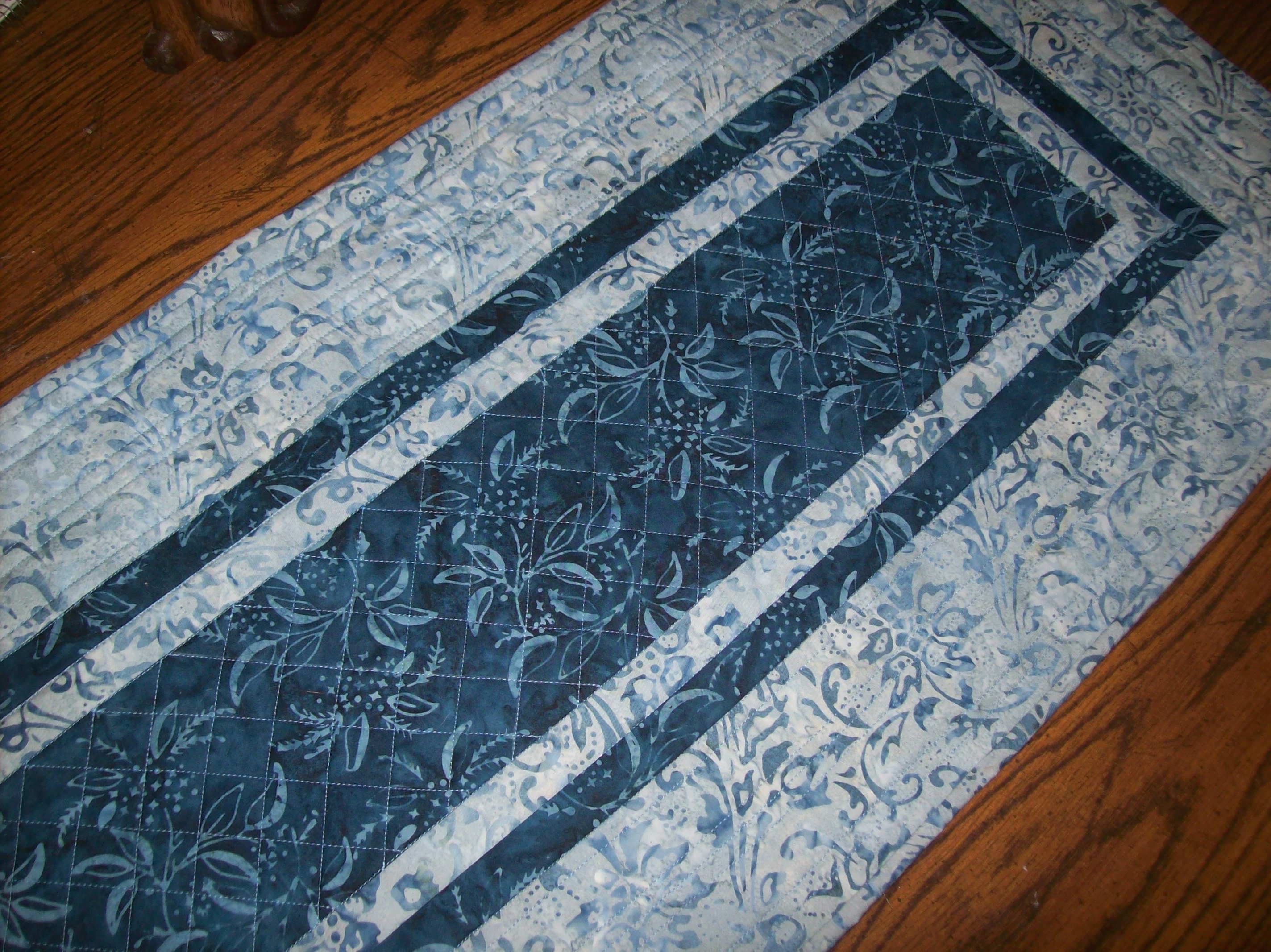 Blue Batik Table Runner, Quilted Cotton Table Runner, NEW - Etsy