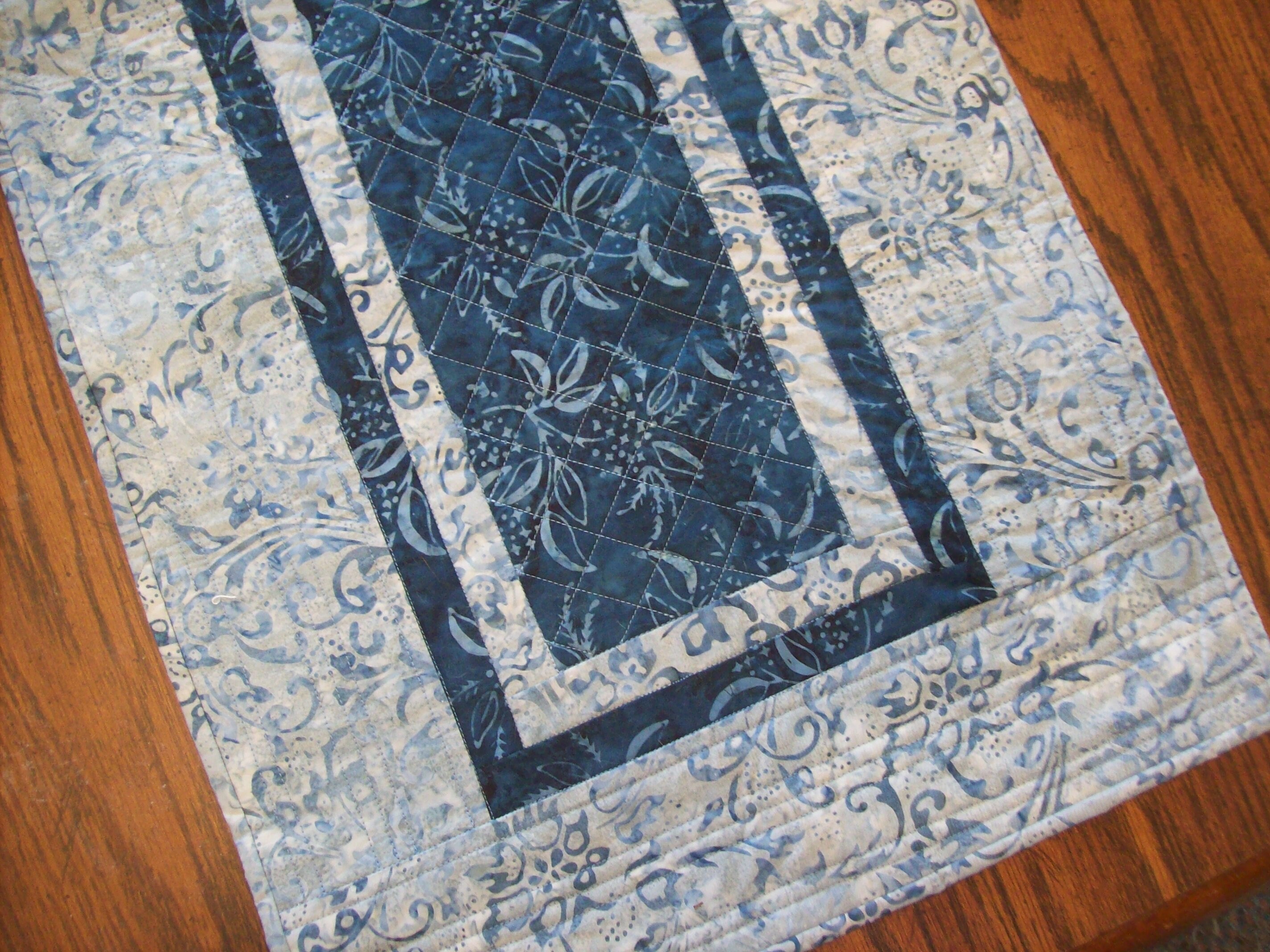 Blue Batik Table Runner, Quilted Cotton Table Runner, NEW - Etsy