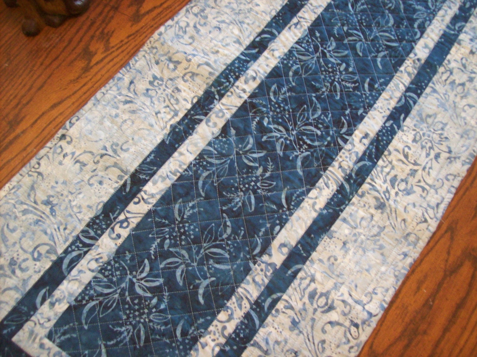 Blue Batik Table Runner, Quilted Cotton Table Runner, NEW - Etsy