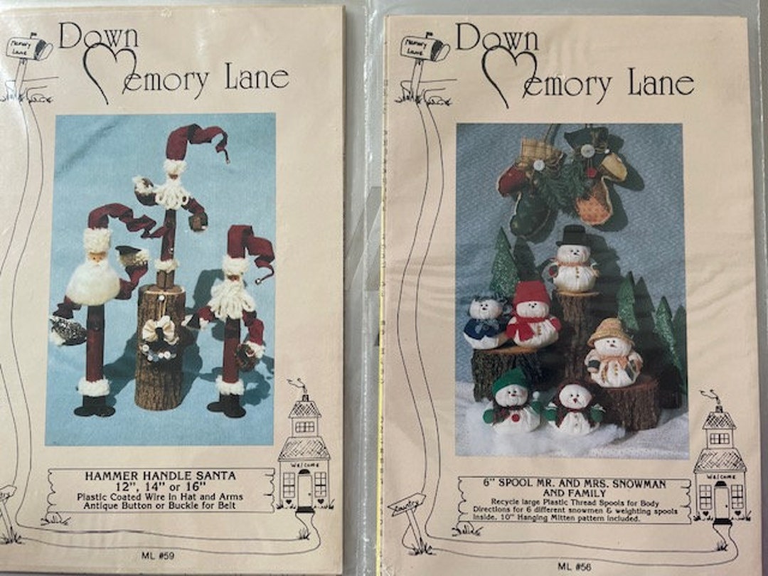 Spool Mr and Mrs Snowman and Family, Hammer Handle Santa, Down Memory ...