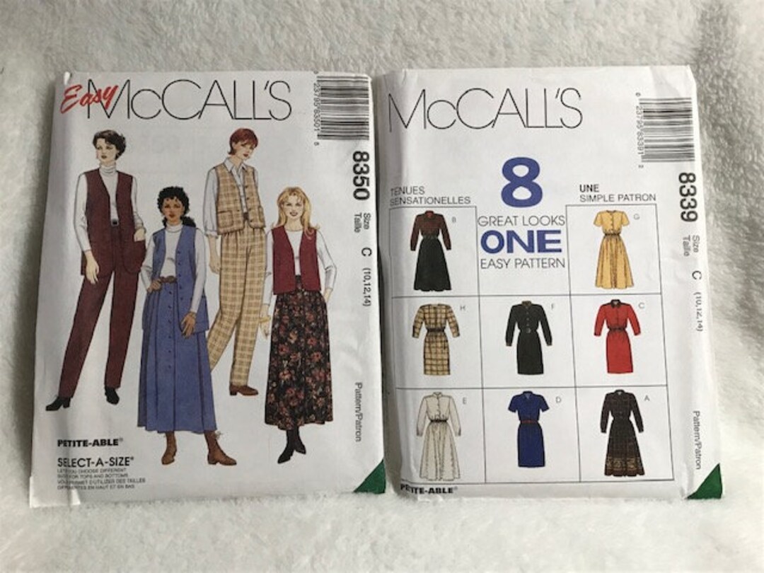 Mccall's 8350, Mccall's 8339, Misses' Dress, Pants, Lined Vest, UNCUT ...
