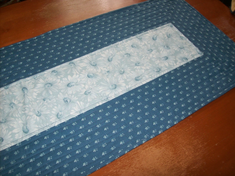 Quilted Cotton Table Runner Blue Cotton Table Runner - Etsy