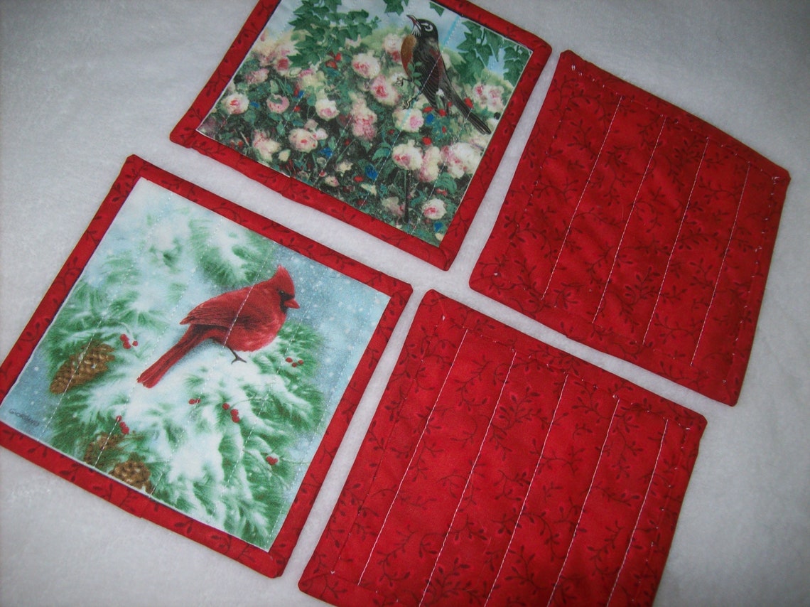 Seasonal Coasters, Cotton Coasters, Wine Coasters, Set of 4 Coasters ...