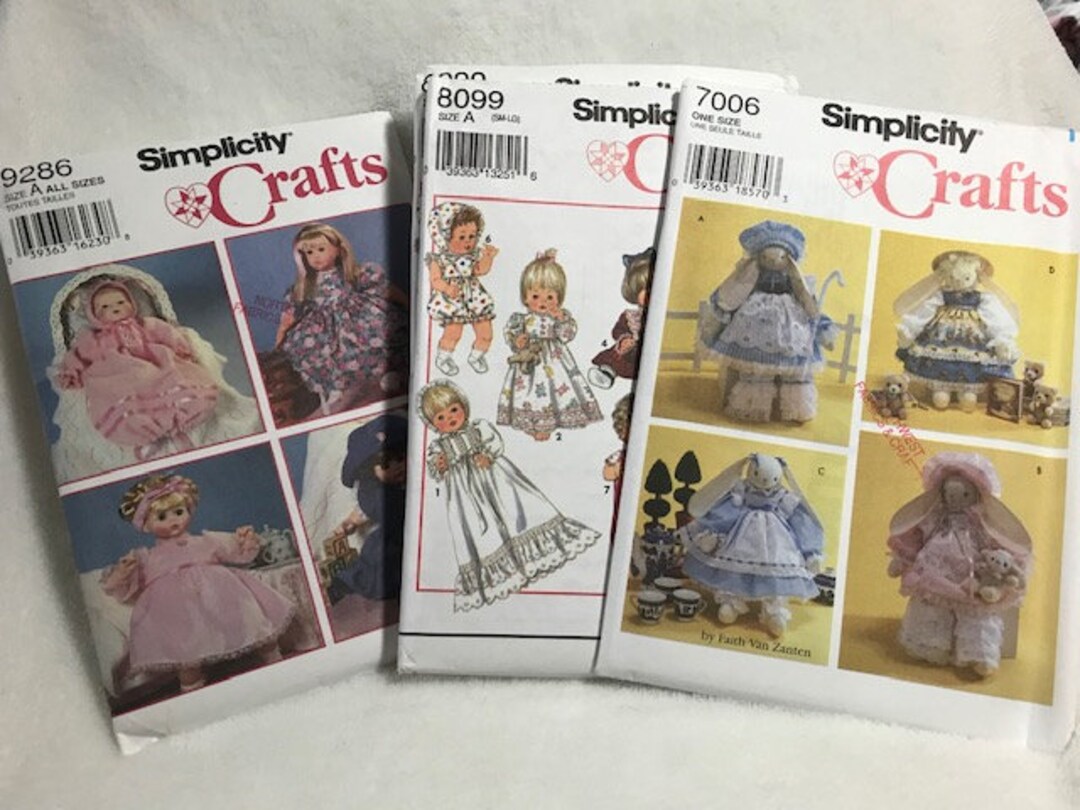 Simplicity 7006, Simplicity 8099, Simplicity 9286, Design Your Own Doll ...