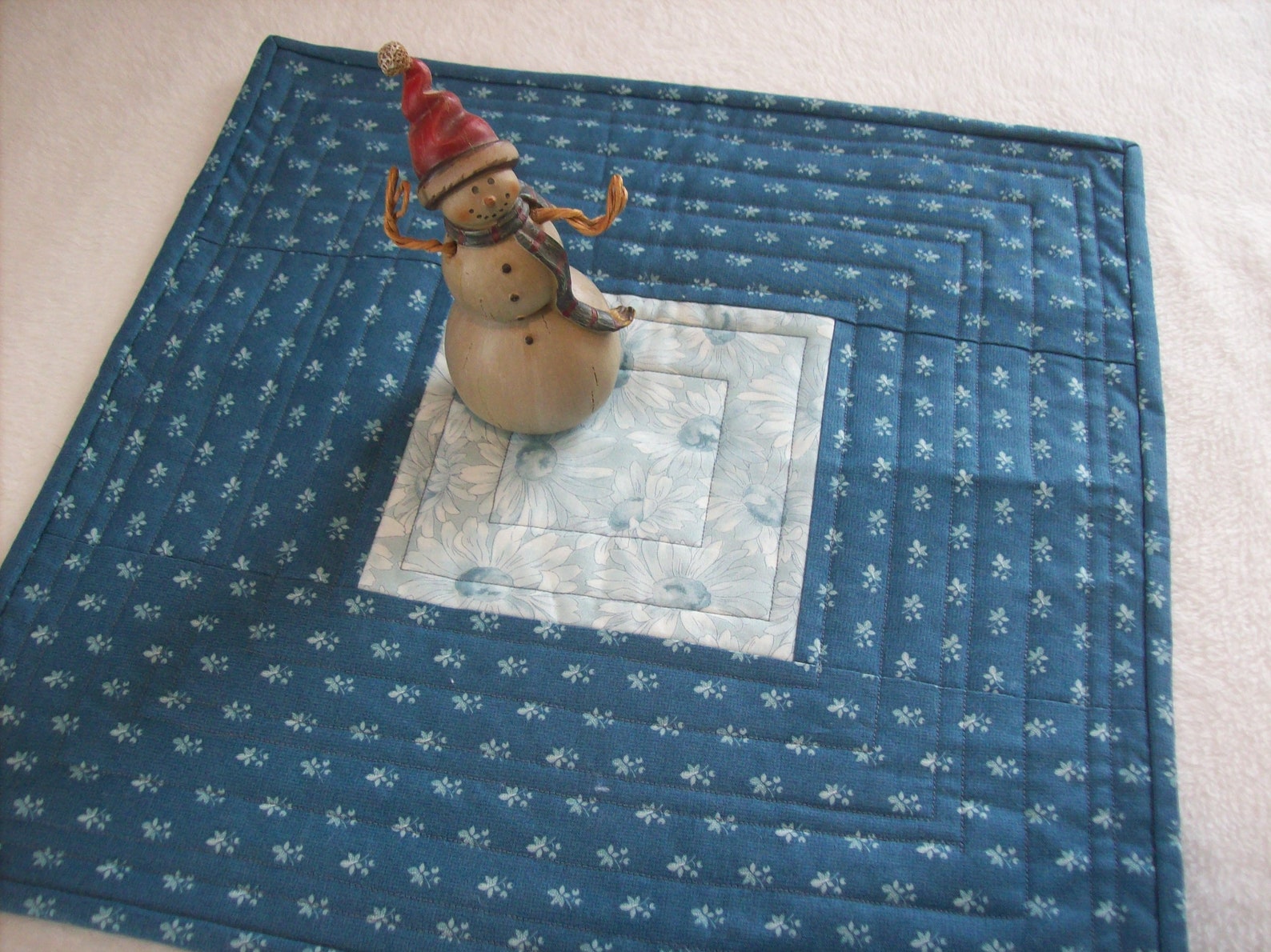 Quilted Cotton Table Topper, Blue Cotton Table Topper - Etsy