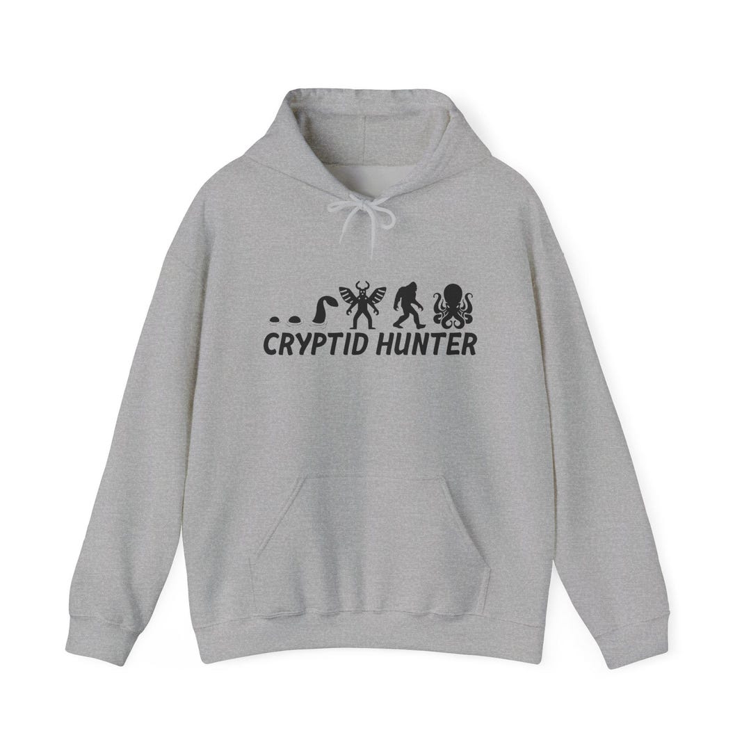 Cryptid Hunter Hooded Sweatshirt: Loch Ness, Mothman, Sasquatch Design ...