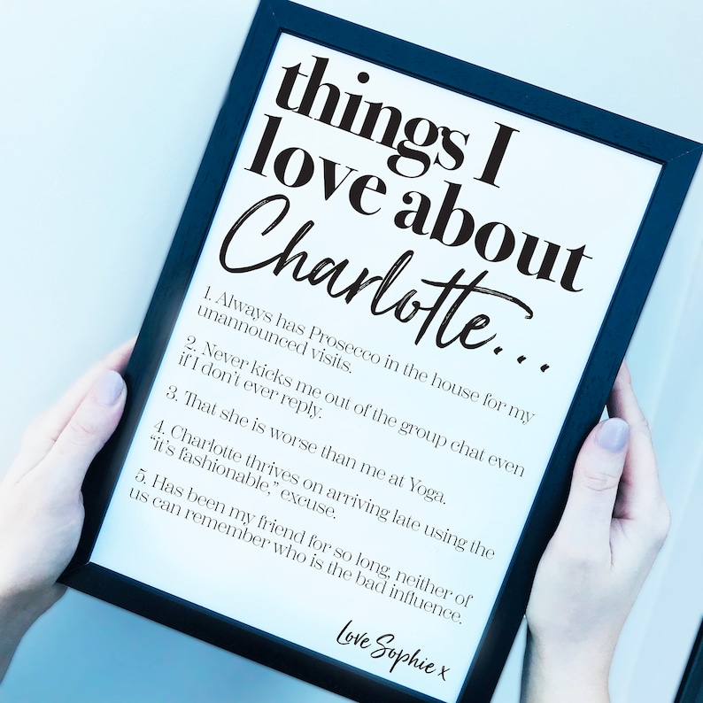 Things I Love About Print Friendship Gift I Love You - Etsy