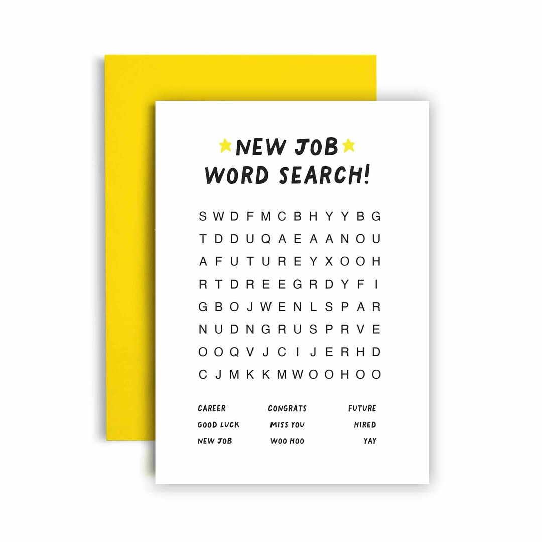 Word Search Card New Job Word Search Congratulations New Chapter New ...