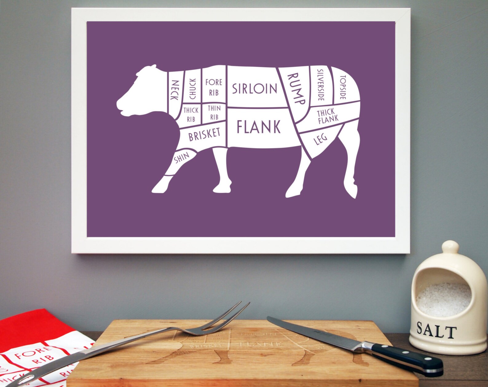 A3 Butcher Poster Butcher Diagram Cow Picture Cow Print | Etsy