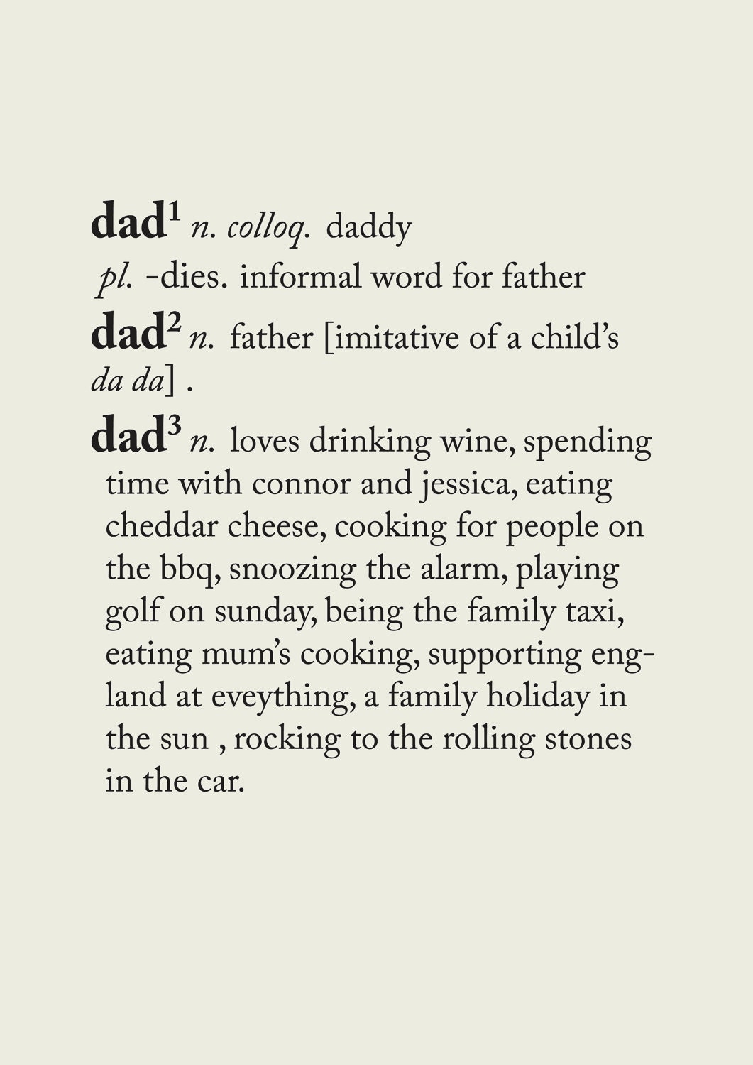 Dad Dictionary Definition Print Father Day Gift Gift for - Etsy UK