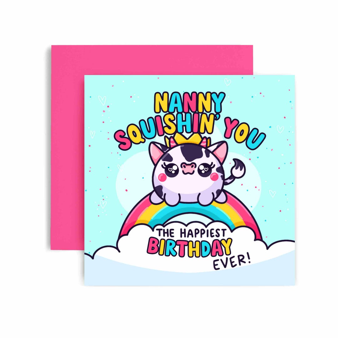 Squishing You the Happiest Birthday Day - Cow Card - Squishmallow Card ...