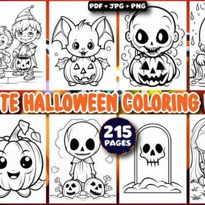 100 Cute Halloween Coloring Pages for Kids - Etsy