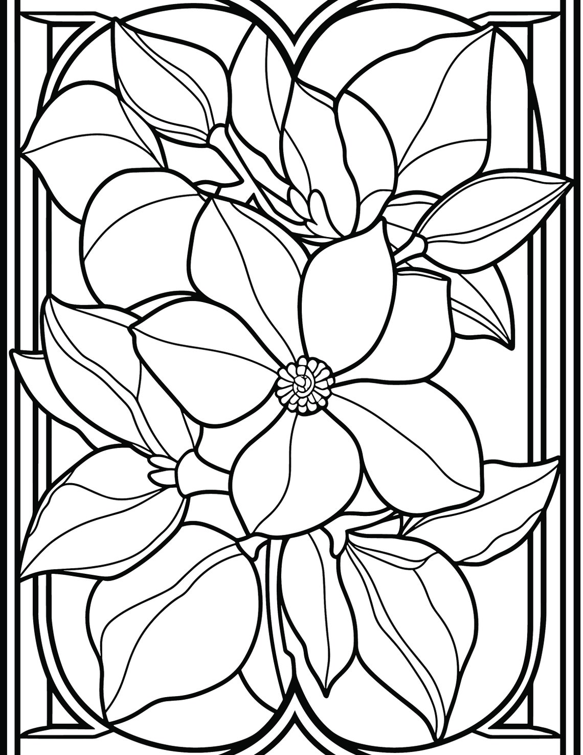180 Stain Glass Flowers Coloring Pages - Etsy