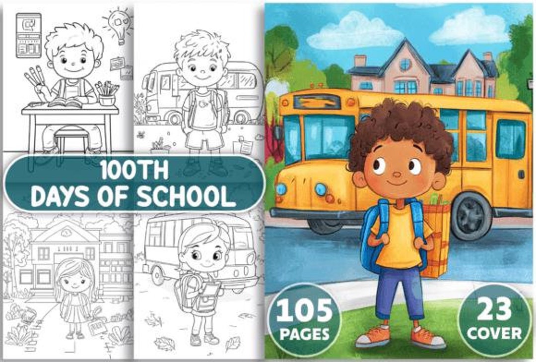 100th Day of School Coloring Book Fun Activities for Kids - Perfect ...