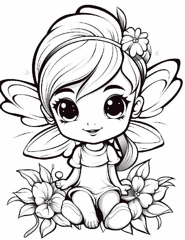 Cute Baby Fairies Coloring Pages - Etsy