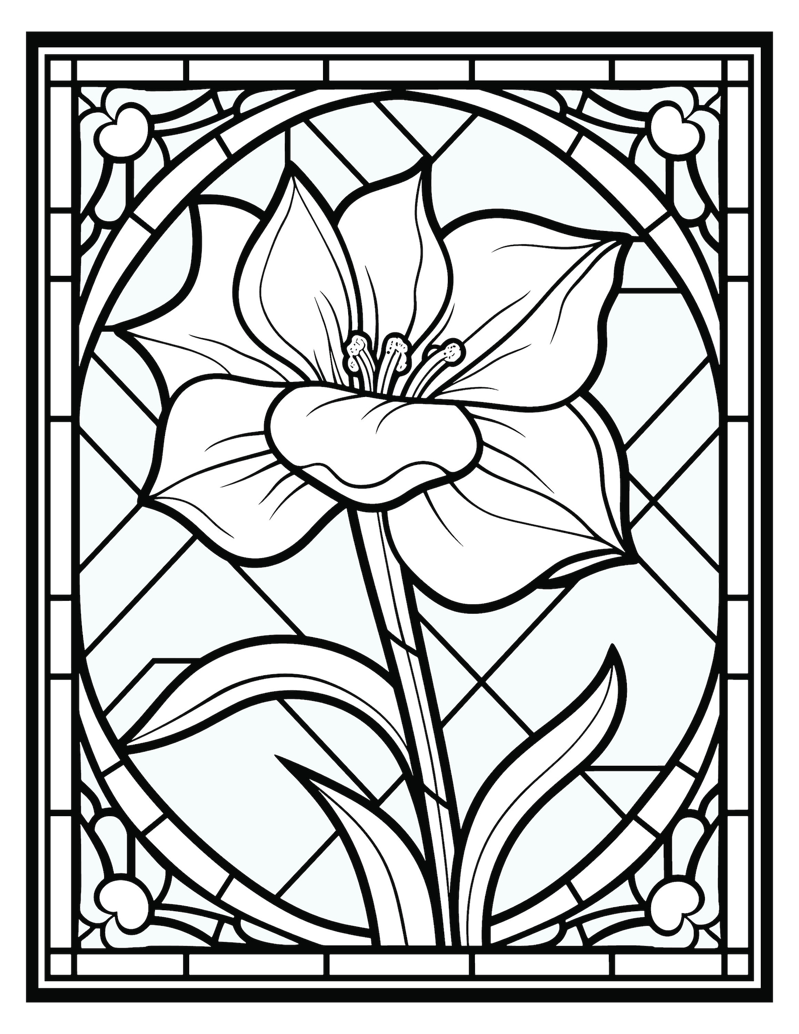 180 Stain Glass Flowers Coloring Pages - Etsy