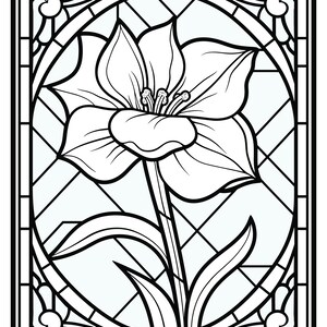 180 Stain Glass Flowers Coloring Pages - Etsy
