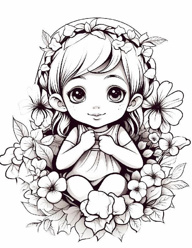 Cute Baby Fairies Coloring Pages - Etsy
