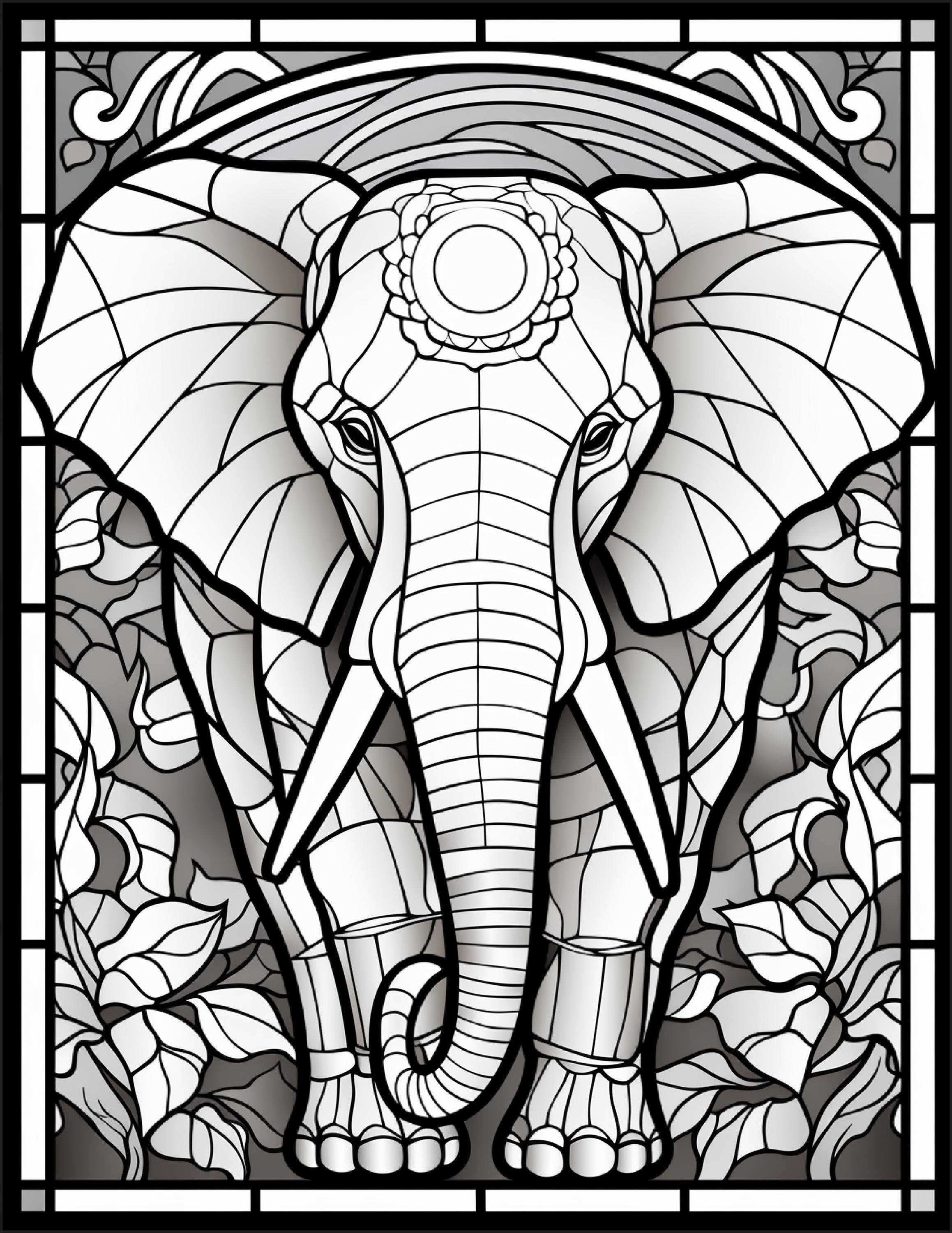 Stained Glass Animals Coloring Book - Beautiful Animal Designs for ...