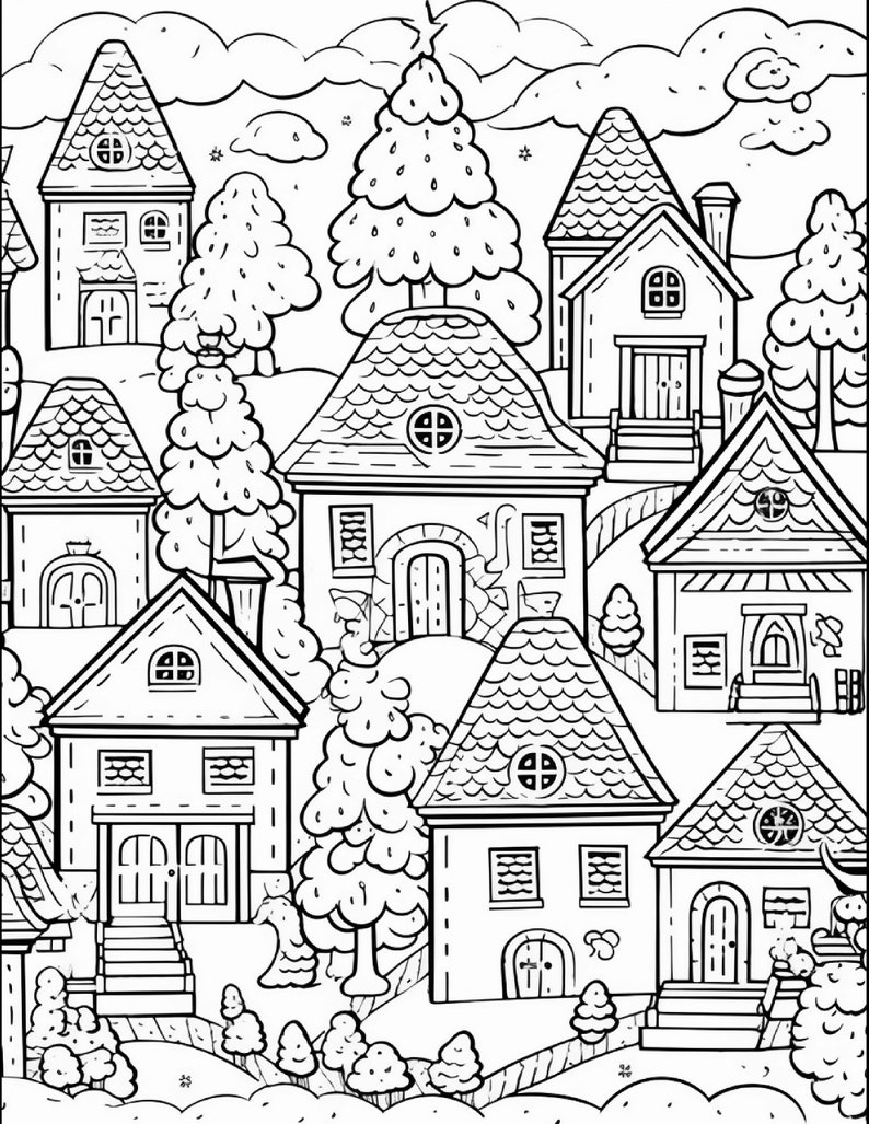 100 Villages Coloring Pages - Etsy