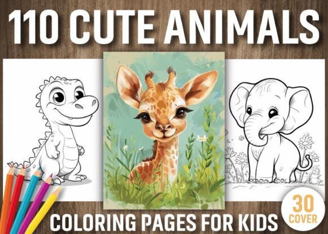110 Cute Animals Coloring Pages - Etsy