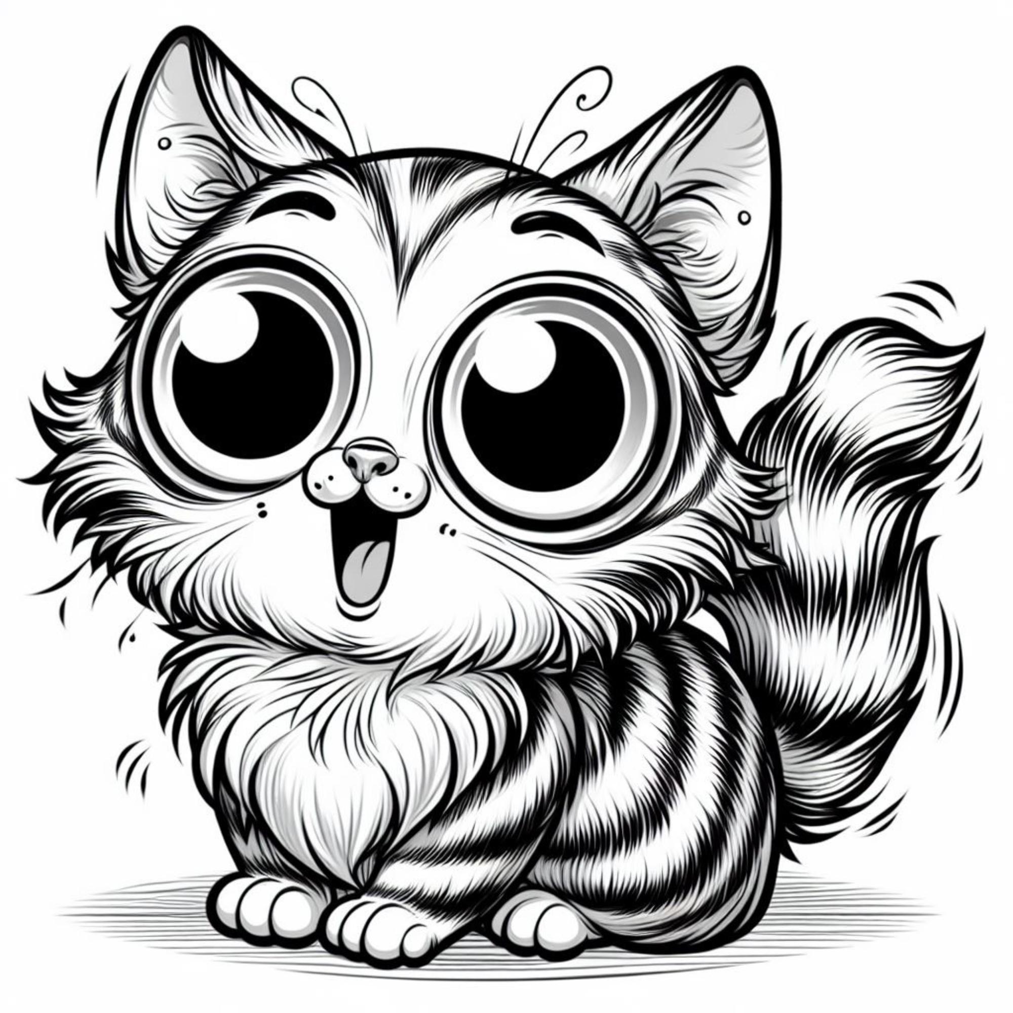 Cazy CAT Coloring Pages - Etsy