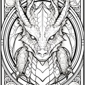 1.100 Stained Glass Dragons Coloring Pages Printable Fantasy Dragon Art ...