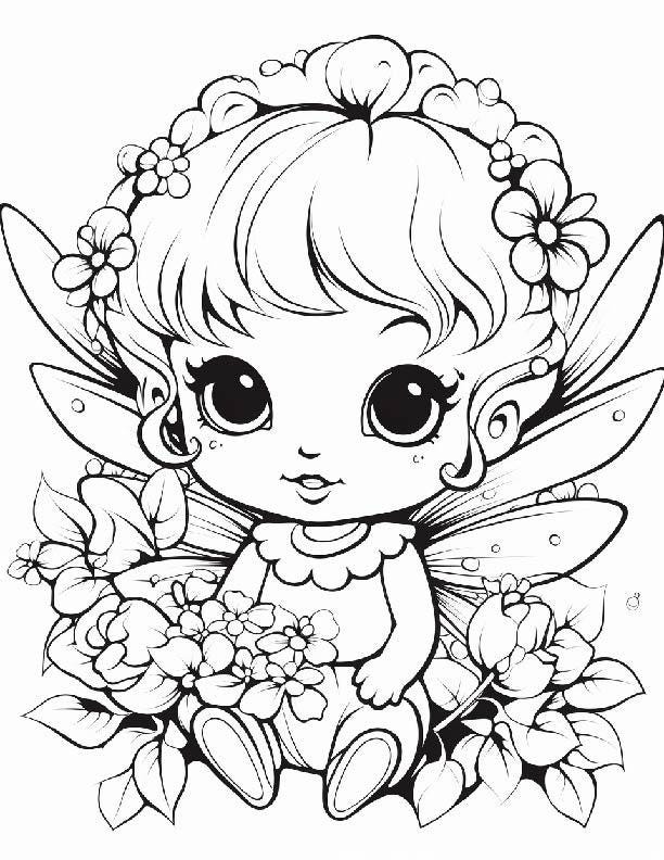 Cute Baby Fairies Coloring Pages - Etsy