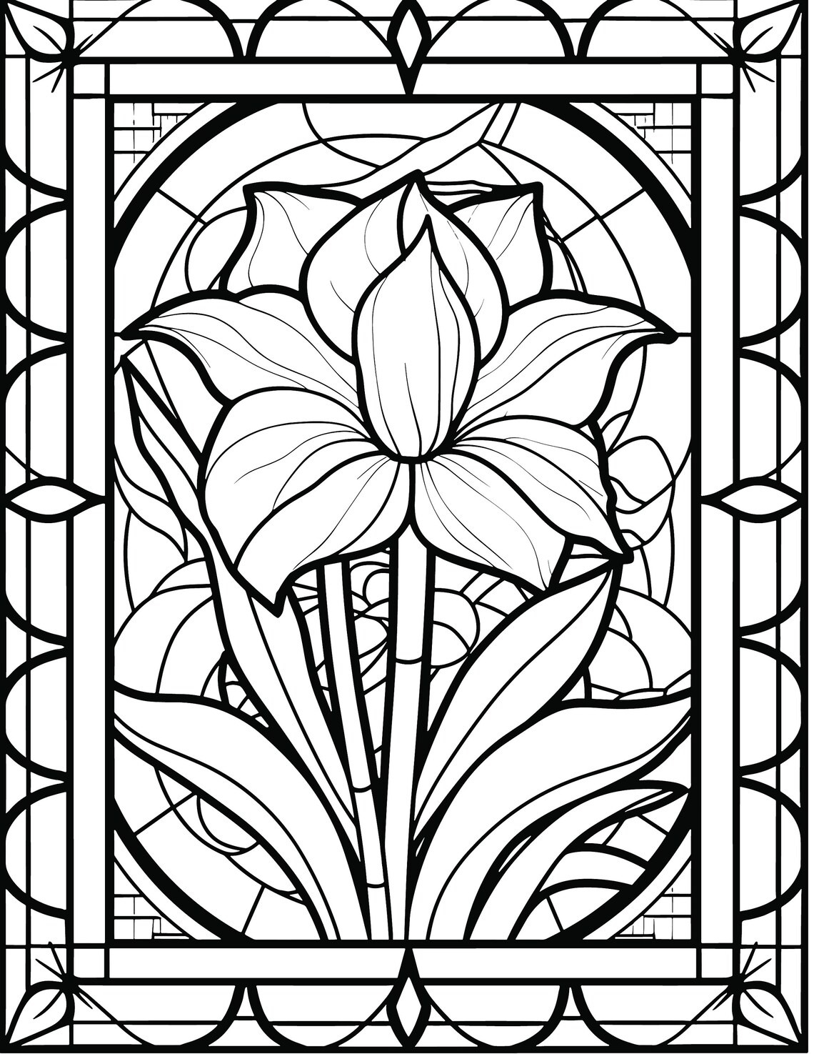 180 Stain Glass Flowers Coloring Pages - Etsy