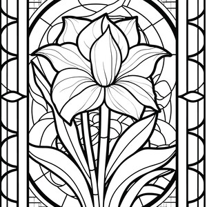 180 Stain Glass Flowers Coloring Pages - Etsy