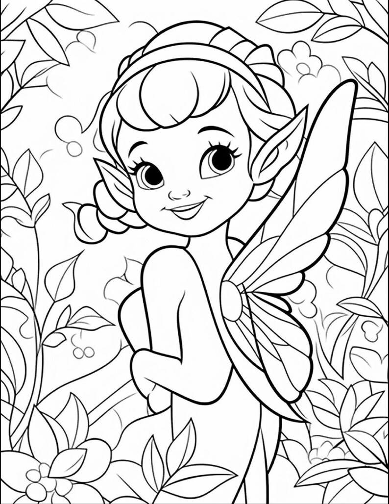 100 Young Fairy Kids Coloring Pages - Etsy
