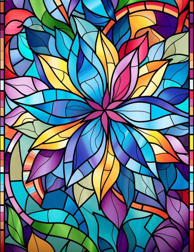 100 Stain Glass Coloring Pages - Etsy