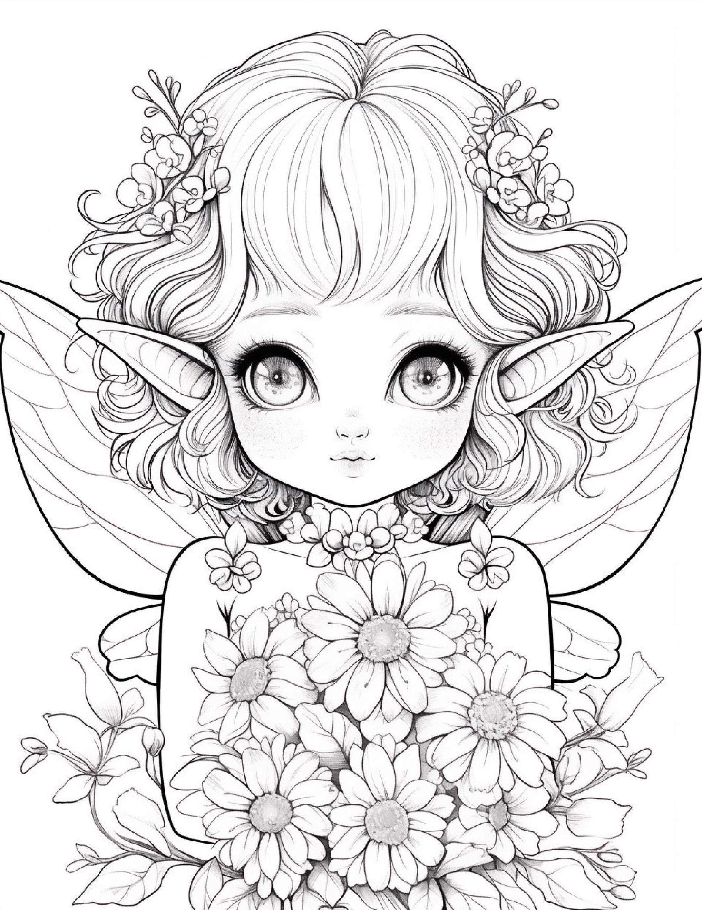 Baby Flower Fairy Coloring Book - Etsy