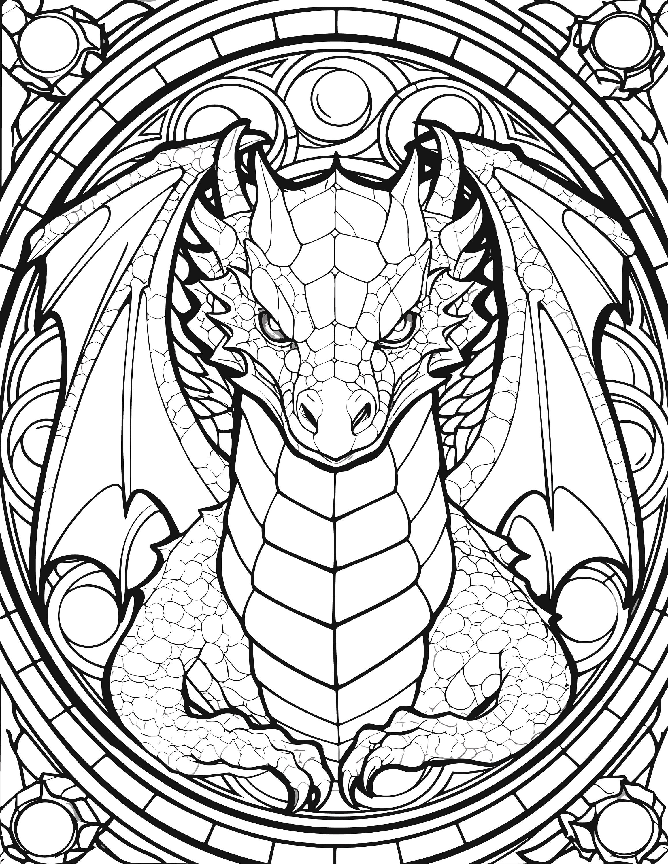 90 Stained Glass Dragons Coloring Pages Hours of Fun Coloring and ...