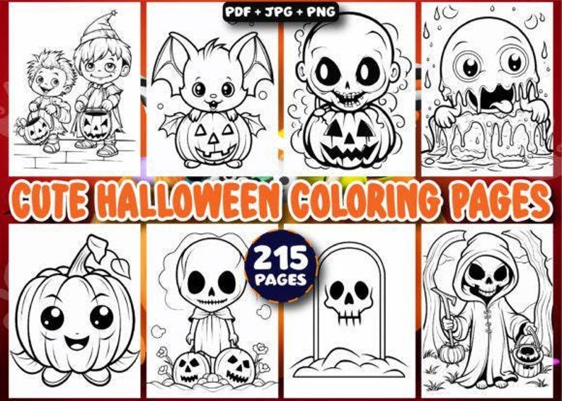 100 Cute Halloween Coloring Pages for Kids - Etsy