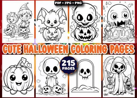 100 Cute Halloween Coloring Pages for Kids - Etsy