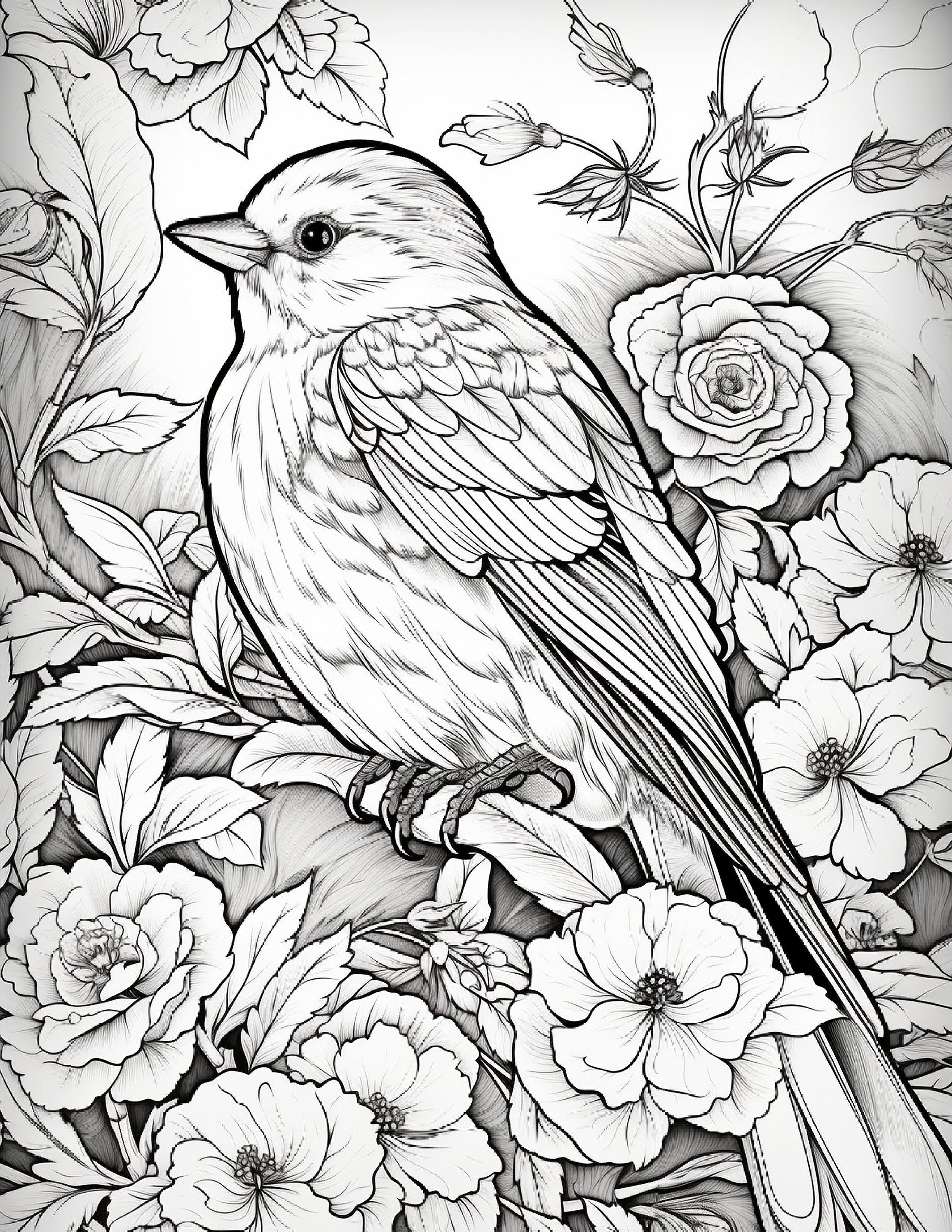 100 Birds and Flowers Adult Coloring Pages - Etsy