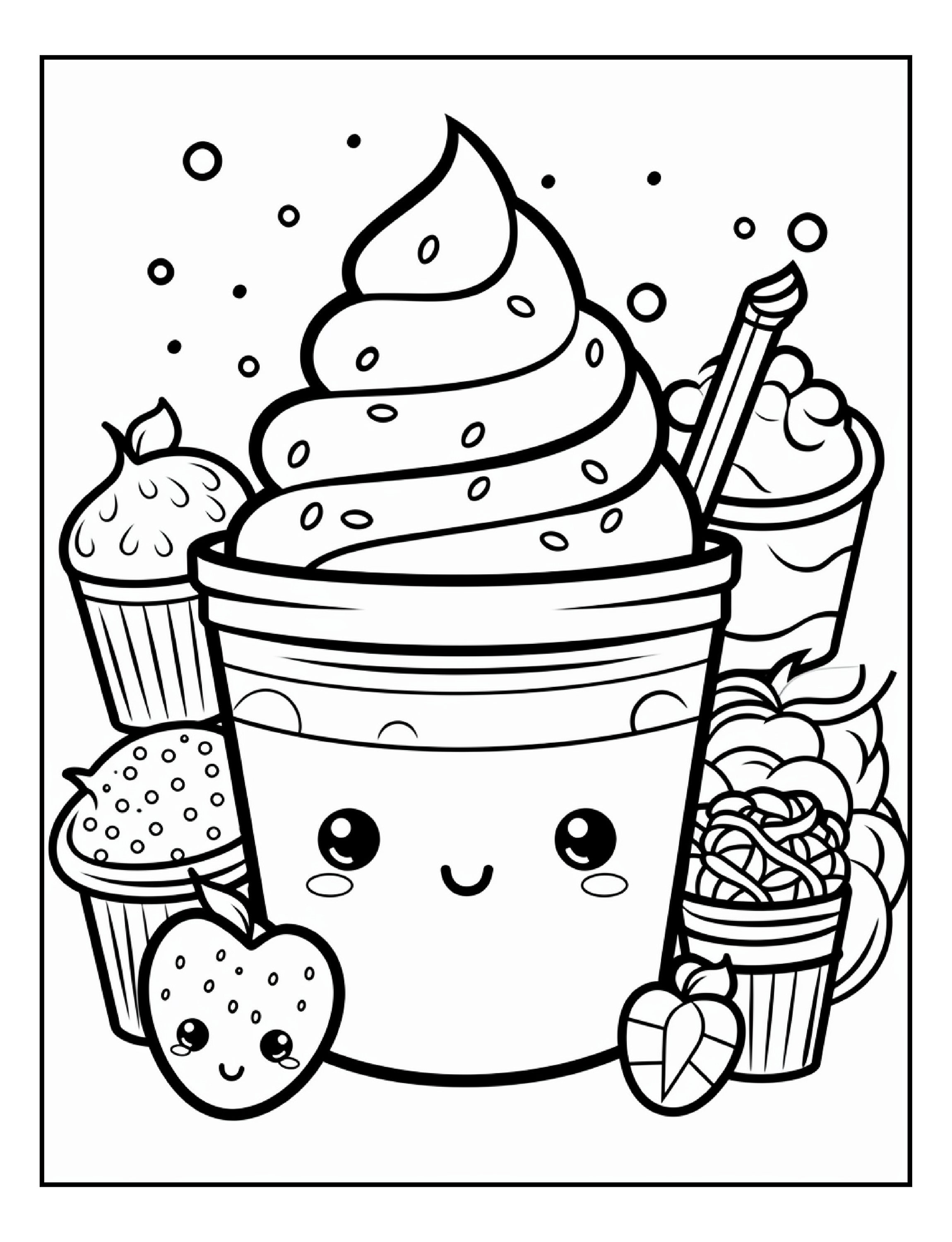 CUTE KAWAII FOODS Coloring Pages - Etsy