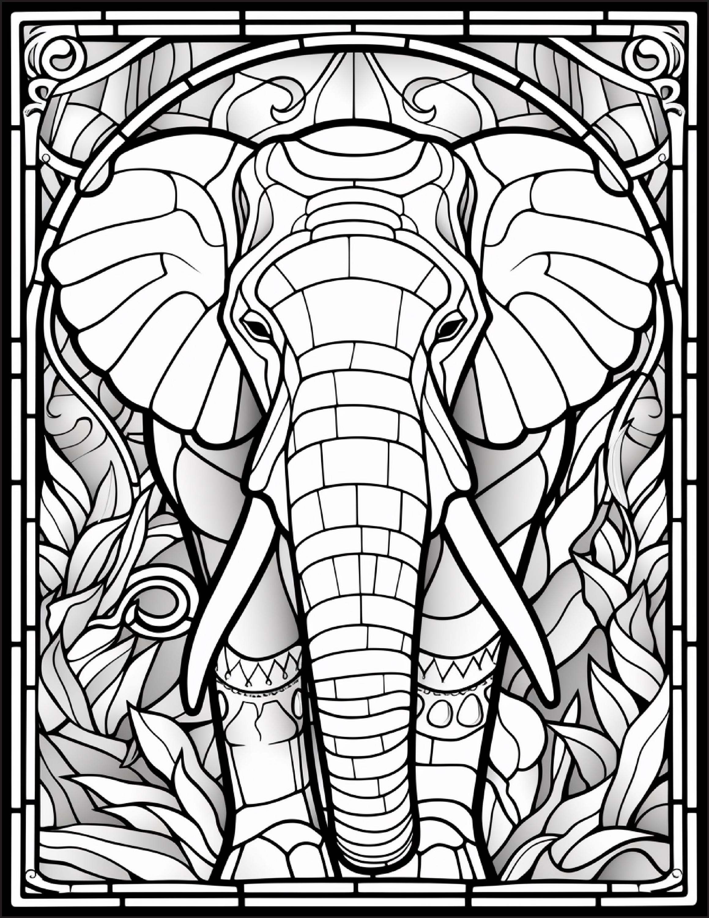 Stained Glass Animals Coloring Book - Beautiful Animal Designs for ...