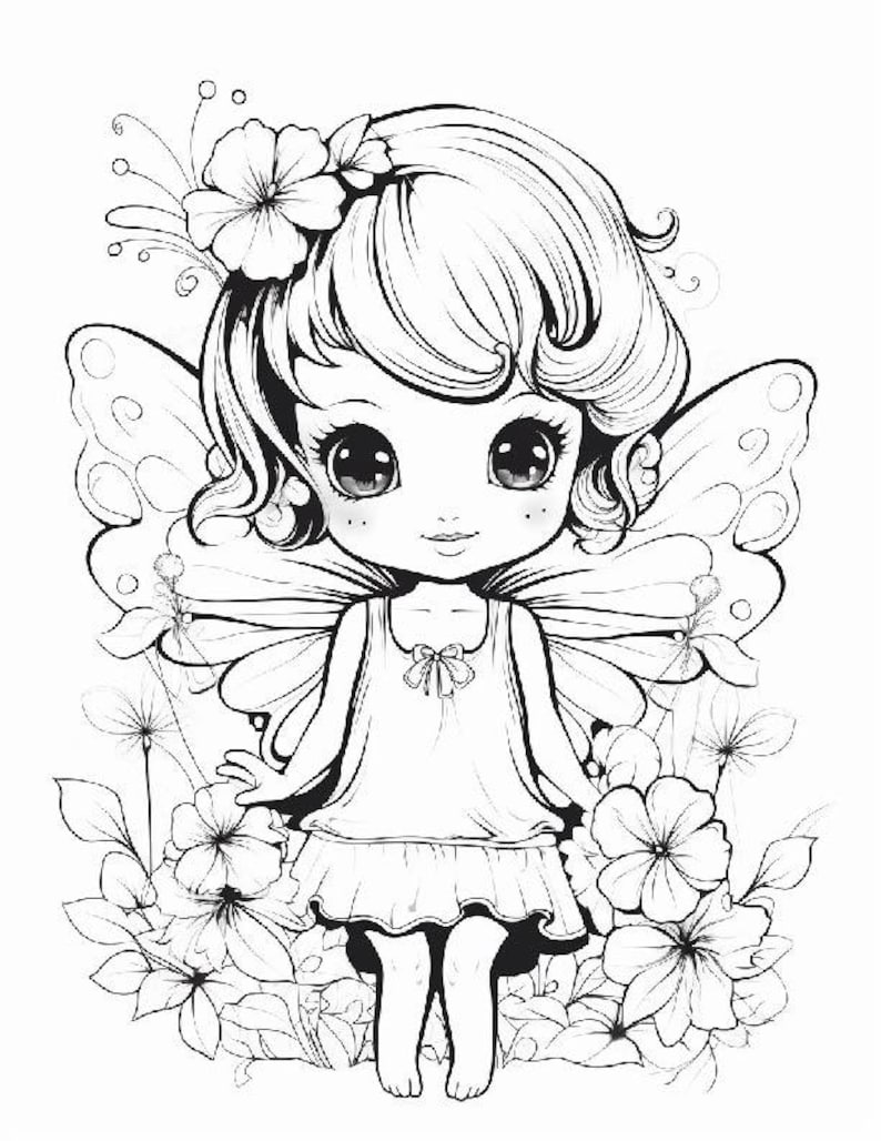 Cute Baby Fairies Coloring Pages - Etsy