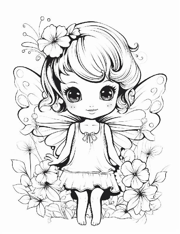 Cute Baby Fairies Coloring Pages - Etsy