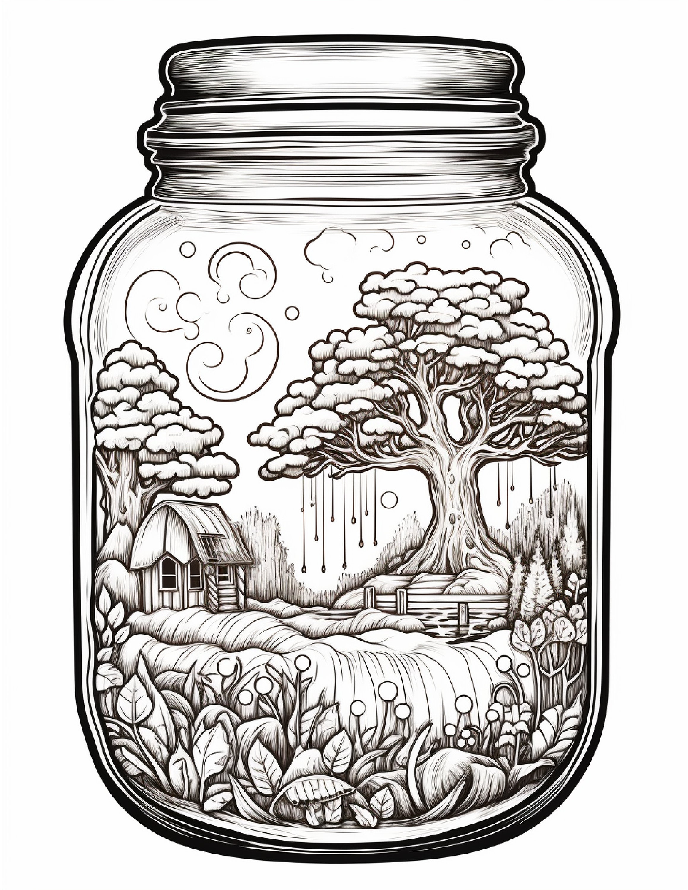 World in a Jar Coloring Pages - Etsy