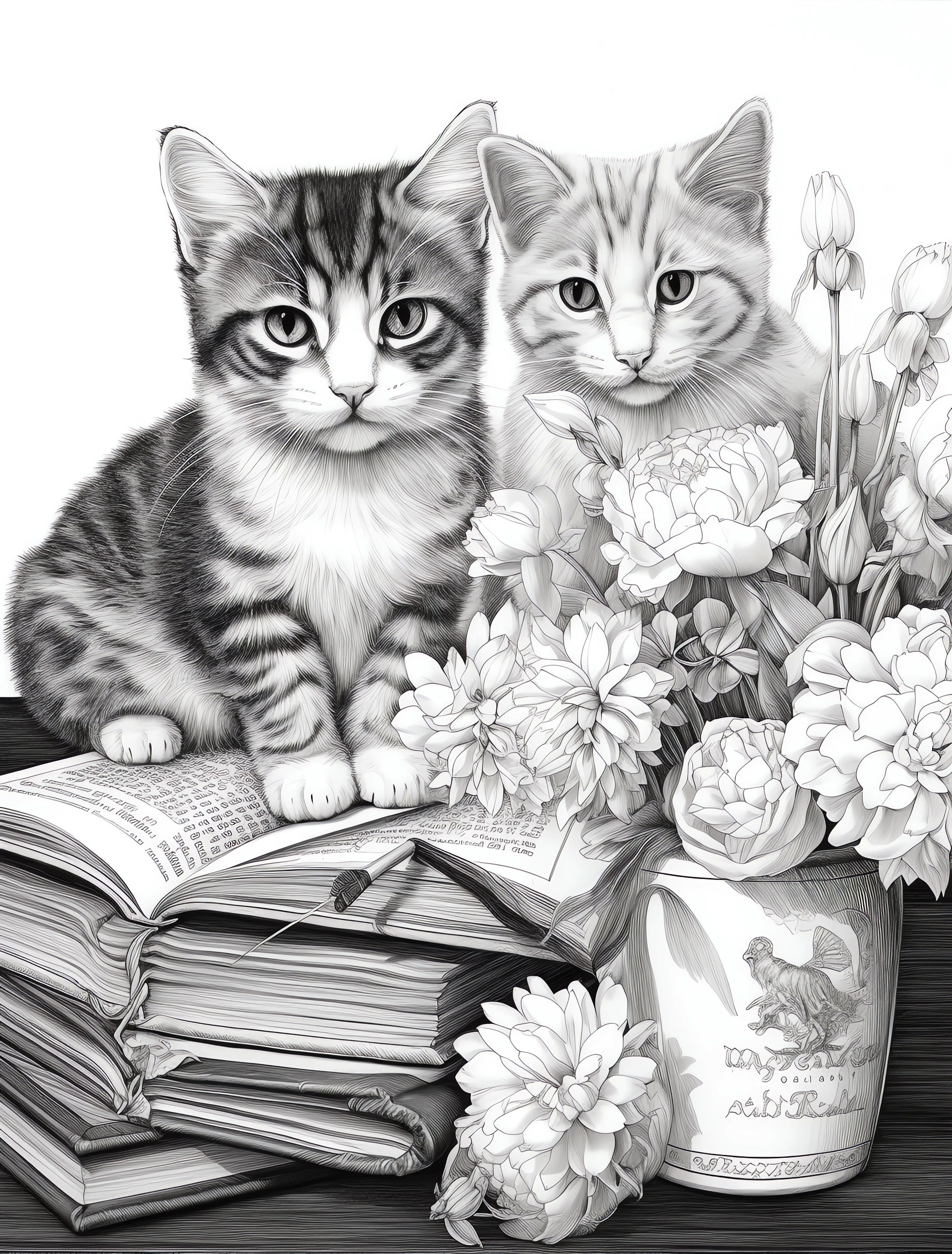 120cut Cats Coloring Pages for Stress Relief - Etsy