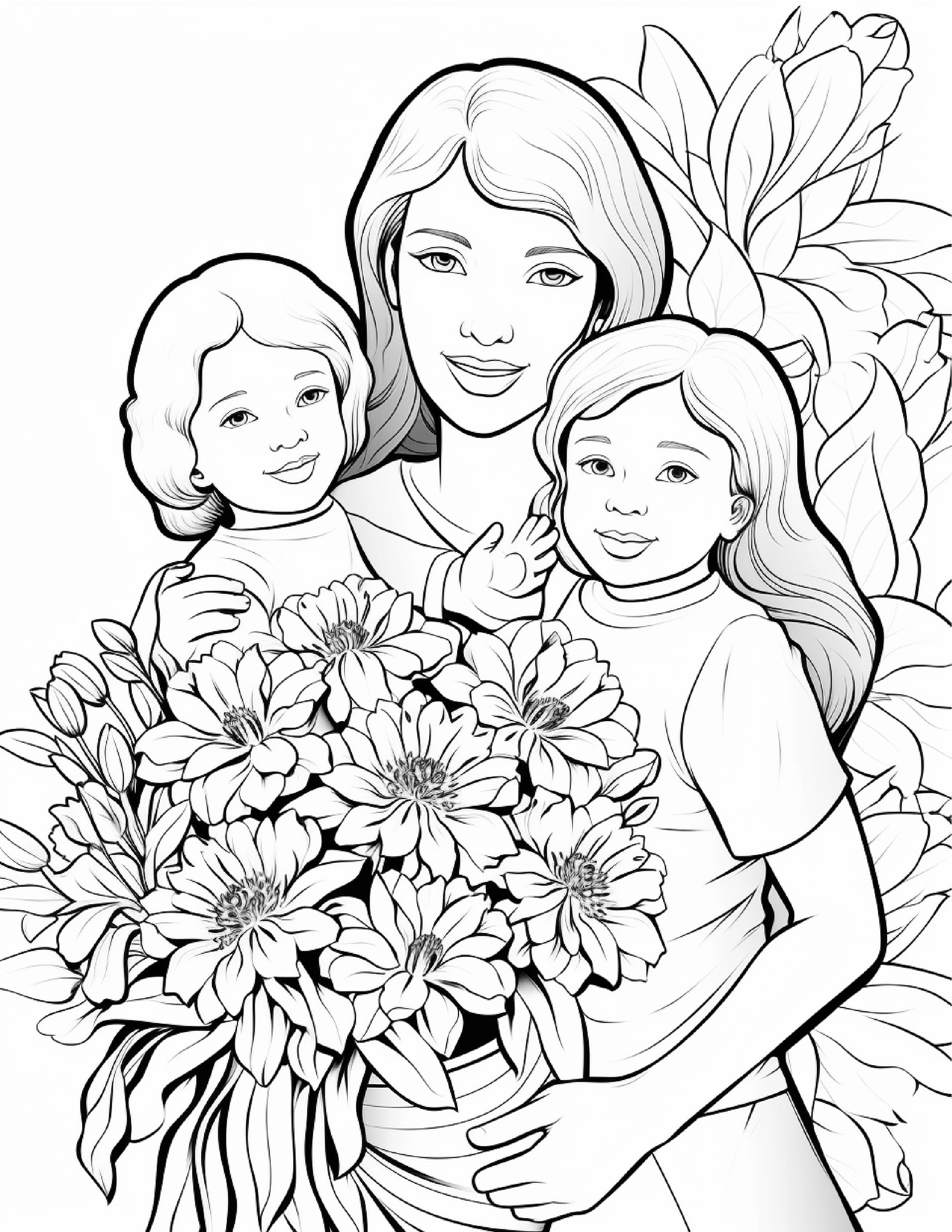 100 Coloring Pages of Mother an Daughters - Etsy