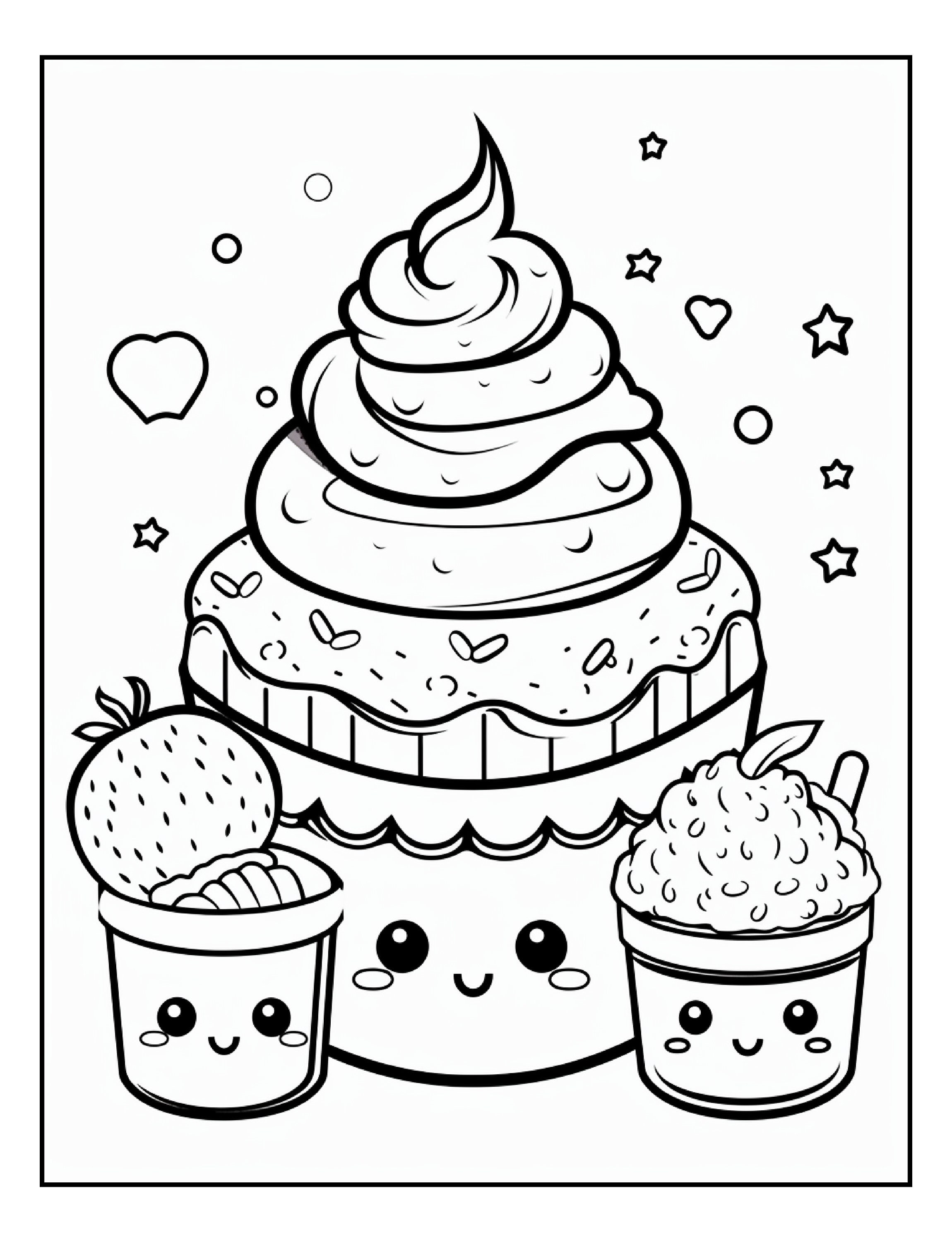 CUTE KAWAII FOODS Coloring Pages - Etsy