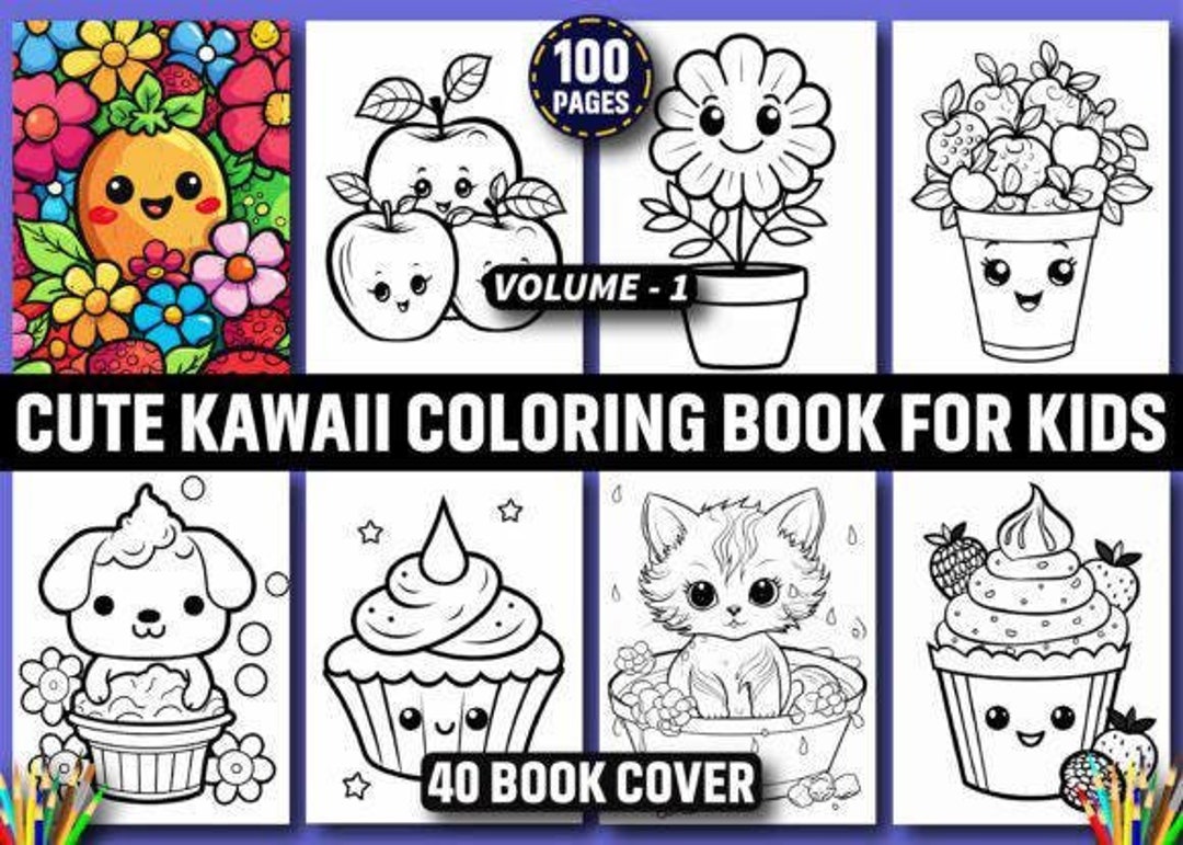 Cute Kawaii Coloring Book for Kids - Etsy