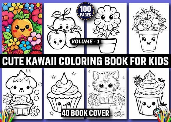 Cute Kawaii Coloring Book for Kids - Etsy