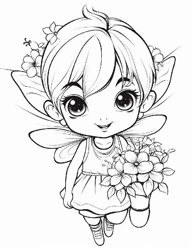 Cute Baby Fairies Coloring Pages - Etsy