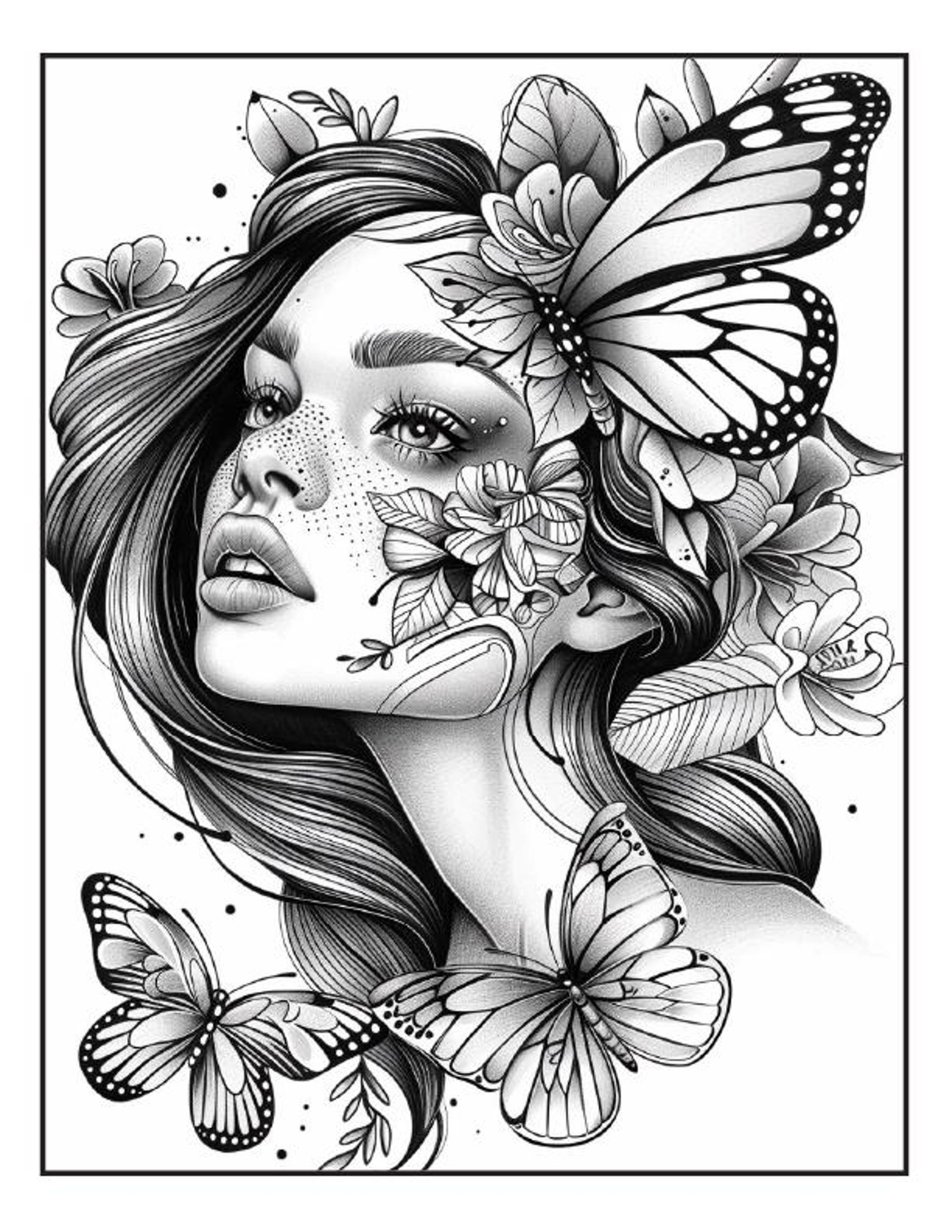 100 Butterfly Girls Coloring Pages – Printable Coloring Book for Kids ...